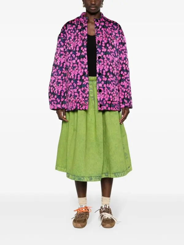 Marni Pleated Denim Knee Length Skirt