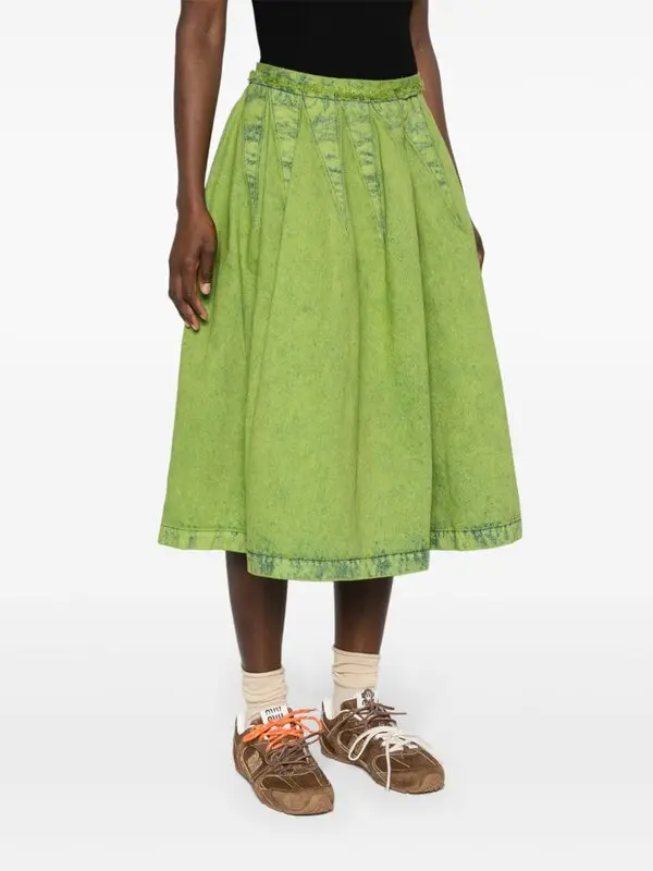 Marni Pleated Denim Knee Length Skirt