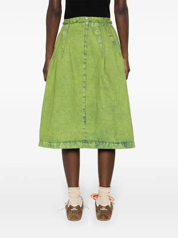 Marni Pleated Denim Knee Length Skirt