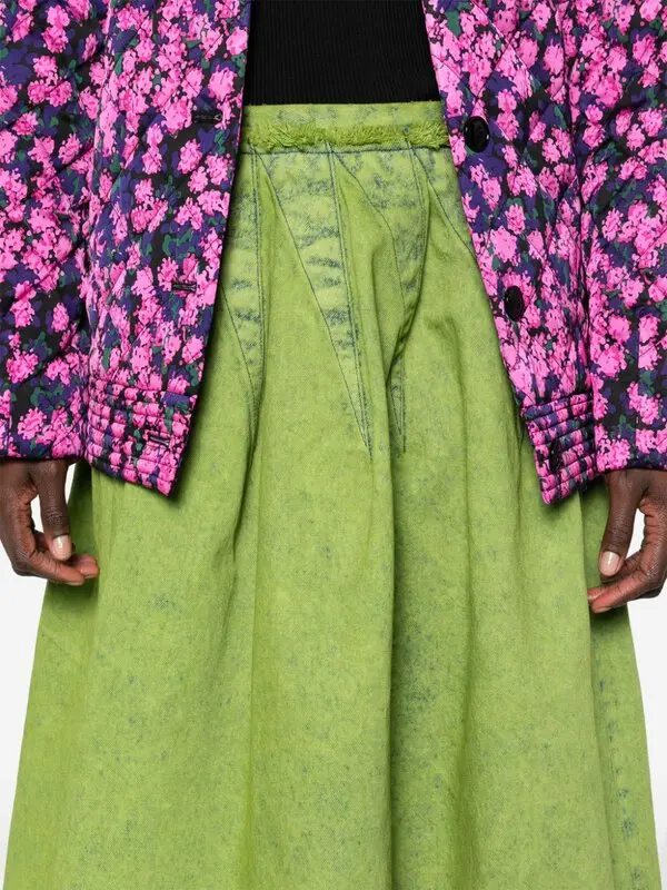 Marni Pleated Denim Knee Length Skirt