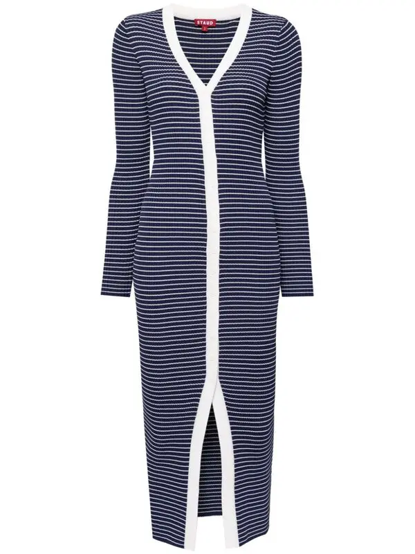 Staud Shoko Striped Ribbed Dress
