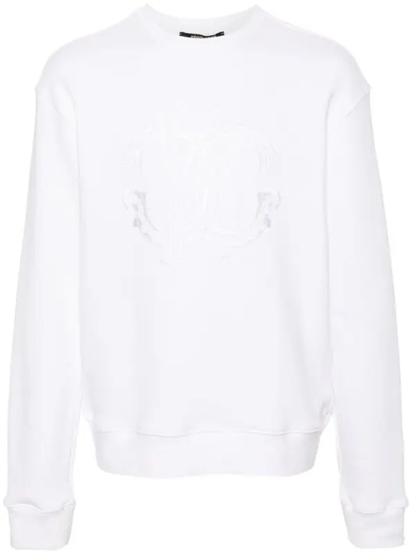 Roberto Cavalli Embroidered Logo Cotton Sweatshirt - White