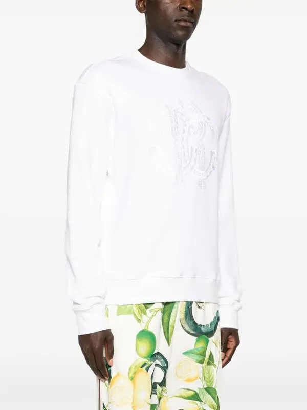 Roberto Cavalli Embroidered Logo Cotton Sweatshirt - White