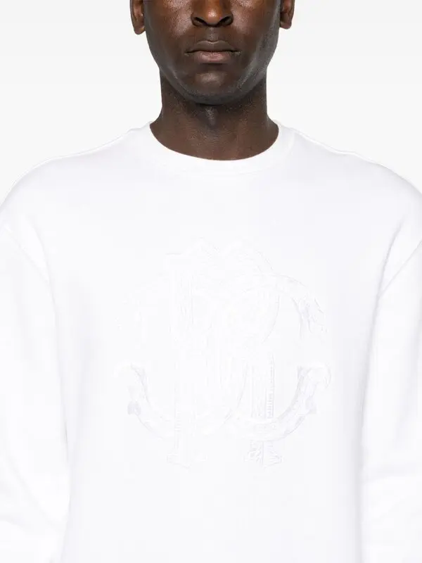 Roberto Cavalli Embroidered Logo Cotton Sweatshirt - White