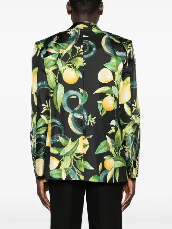 Roberto Cavalli Lemon-print Silk Blazer