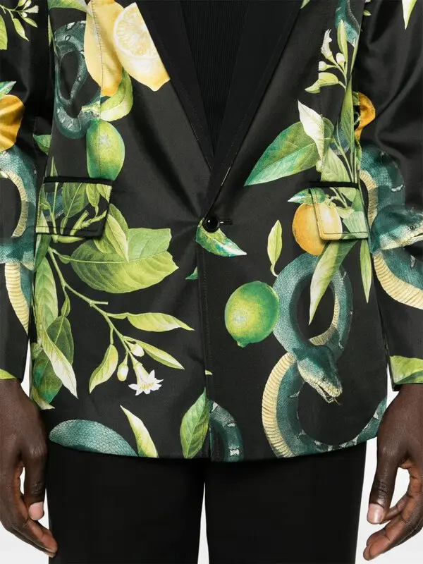 Roberto Cavalli Lemon-print Silk Blazer