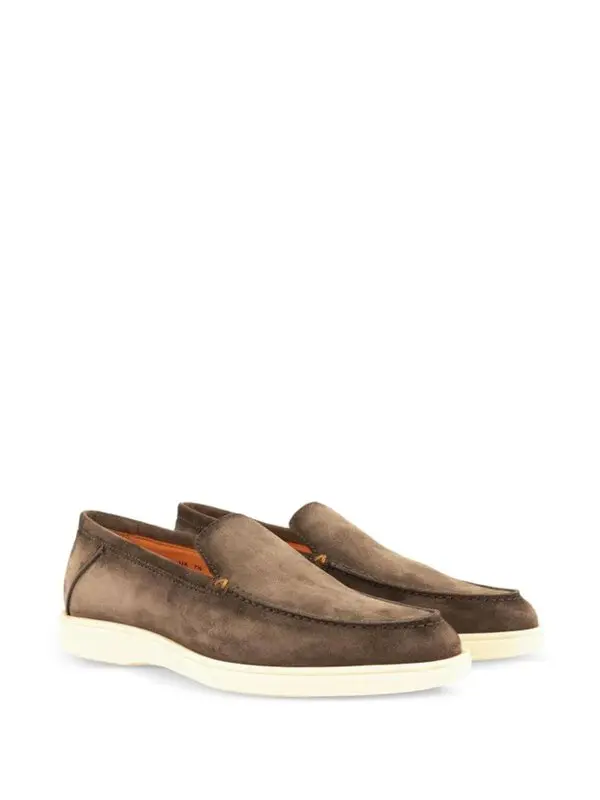 Santoni Suede Slip-on Loafers - Neutrals