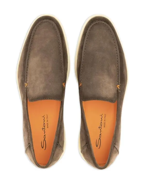 Santoni Suede Slip-on Loafers - Neutrals