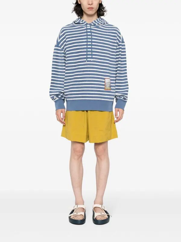 Maison Kitsuné Striped Cotton Hoodie With Embroidered Logo