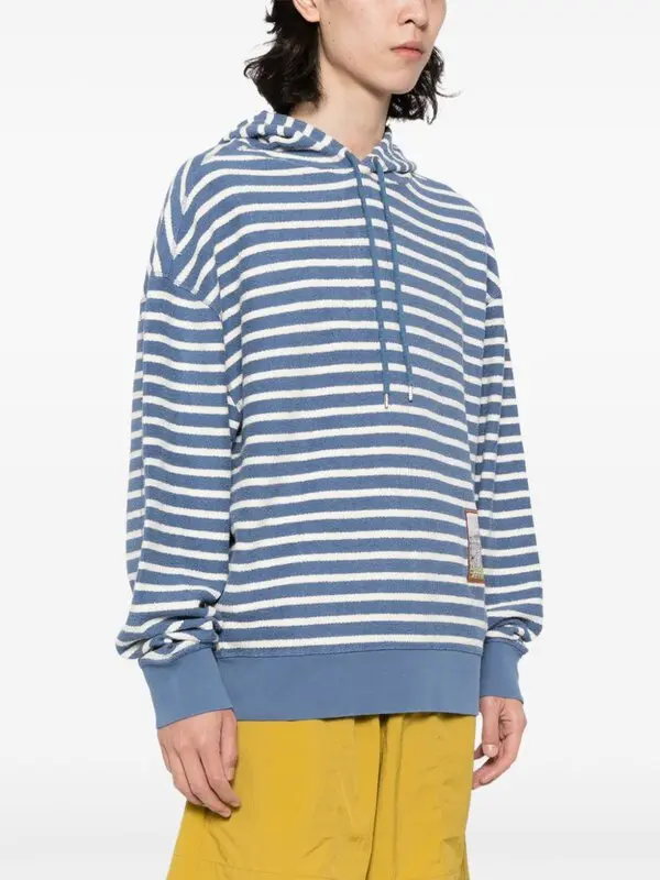Maison Kitsuné Striped Cotton Hoodie With Embroidered Logo