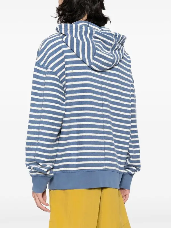Maison Kitsuné Striped Cotton Hoodie With Embroidered Logo