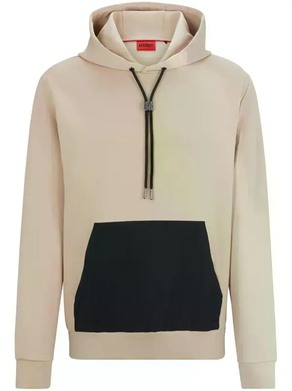 Hugo Colour-block Drawstring Hoodie - Neutrals