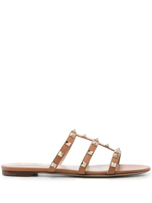 Valentino Garavani Rockstud Flat Sandals - Brown
