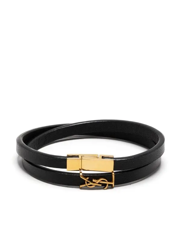 Saint Laurent Double-wrap Bracelet - Black