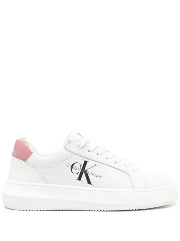 Calvin Klein Logo-print Leather Sneakers - White