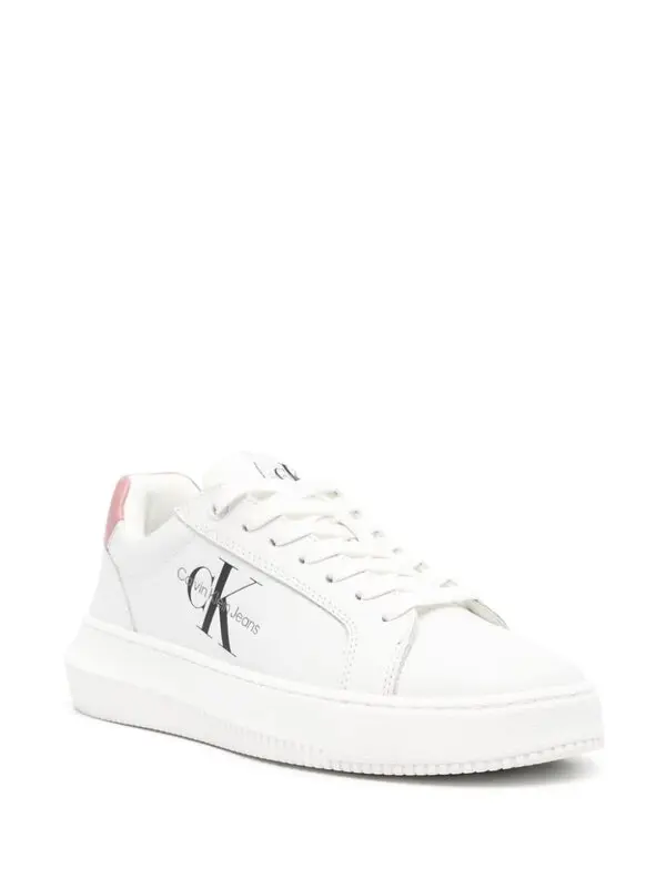 Calvin Klein Logo-print Leather Sneakers - White