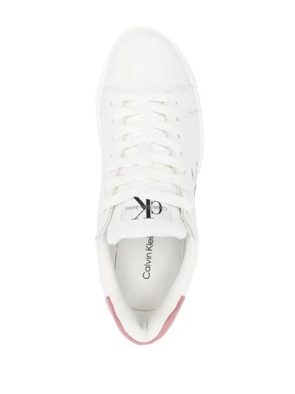 Calvin Klein Logo-print Leather Sneakers - White