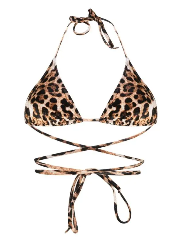Vetements Leopard-print Velour Bikini Top - Brown
