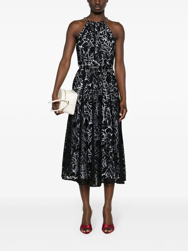 Michael Kors Broderie-anglaise Belted Midi Dress