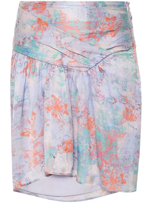 IRO PARIS Theoline Printed Silk Mini Skirt - Purple
