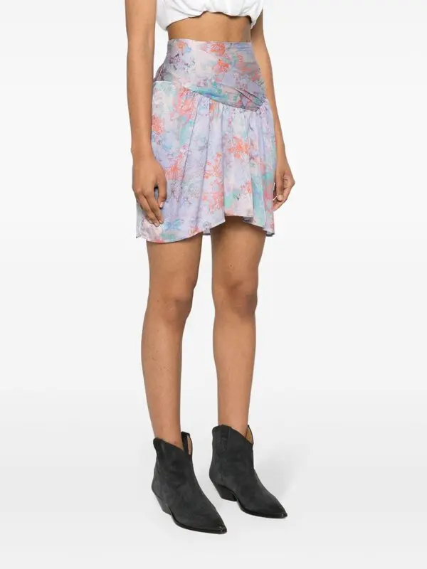 IRO PARIS Theoline Printed Silk Mini Skirt - Purple
