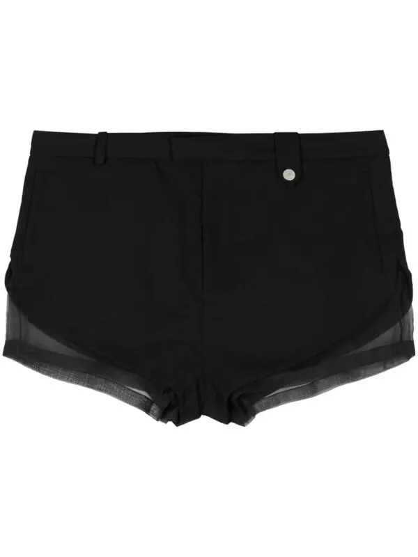 EGONLAB Sheer Panelling Wool Mini Shorts