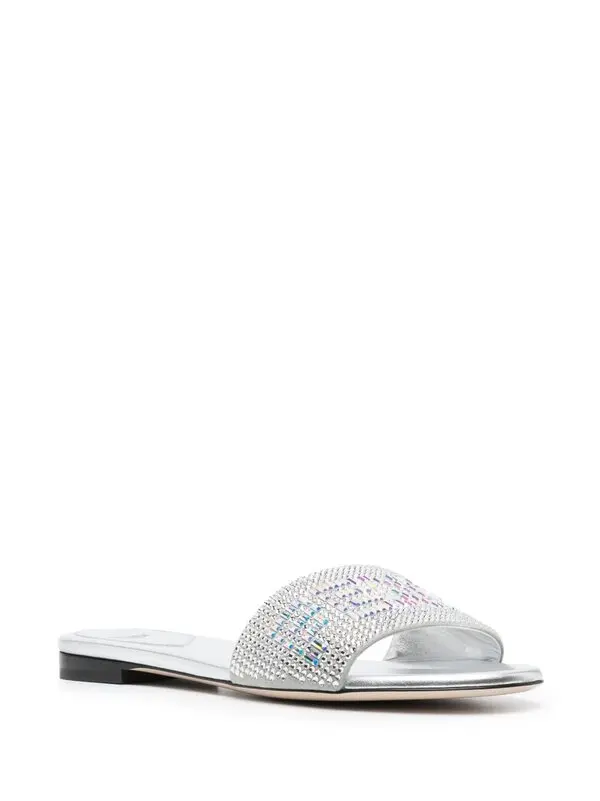 Fendi Crystal-embellished Leather Sandals
