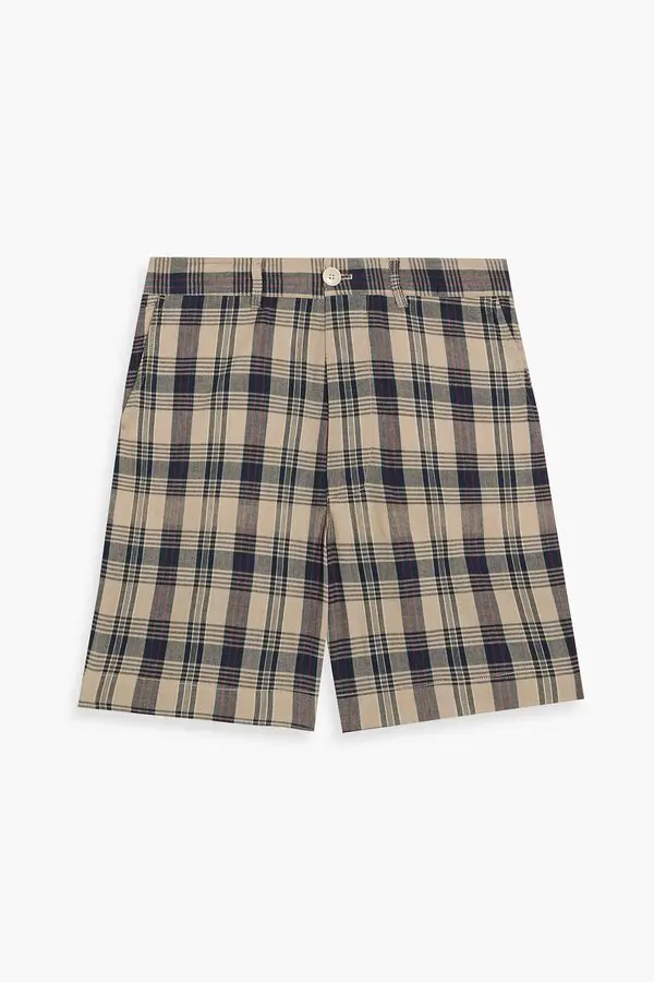 ALEX MILL Checked Cotton Shorts - Beige
