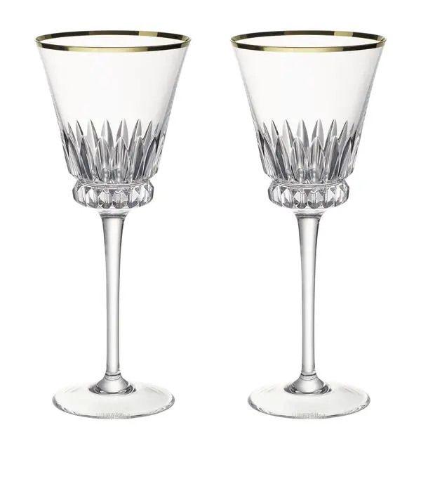VILLEROY & BOCH Set Of 2 Grand Royal Gold White Wine Glasses - Clear