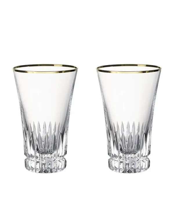 VILLEROY & BOCH Set Of 2 Grand Royal Gold Tall Tumblers - Clear