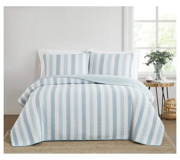 TRULY SOFT Aiden Stripe King 3 Piece Quilt Set - One-color