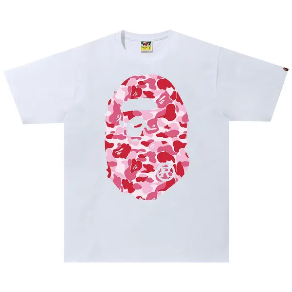 A BATHING APE Abc Camo Big Ape Head Tee /pink - White
