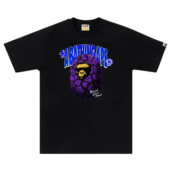 A BATHING APE Fur Ape Head Tee - Black