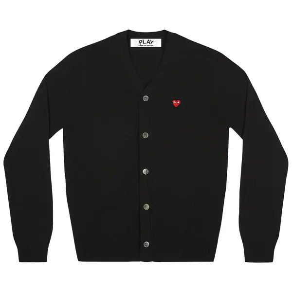 Play Comme Des Garcon Small Heart Cardigan - Black