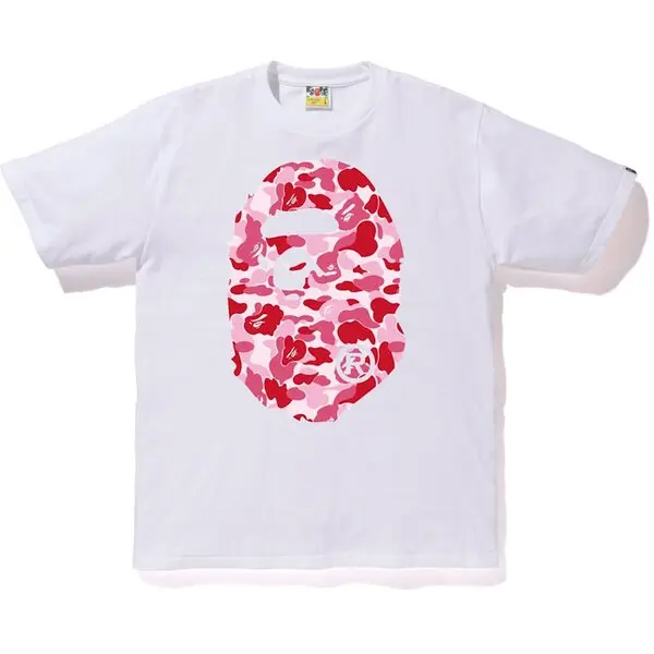 A BATHING APE Abc Big Ape Head Tee Shirt - White/pink