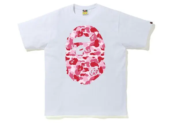 A BATHING APE Abc Camo Big Ape Tee Shirt - White/pink