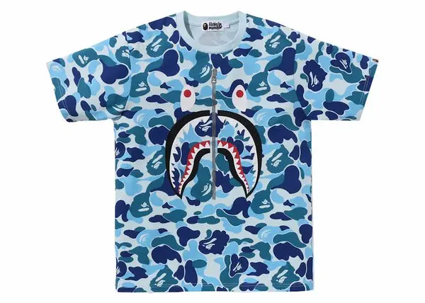 A BATHING APE Abc Camo Shark Tee Shirt - Blue