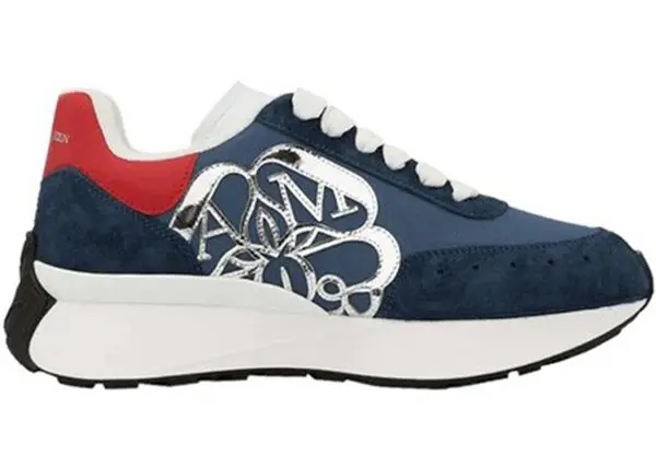 Alexander McQueen Sprint Runner Sneakers - Navy Blue/white/red