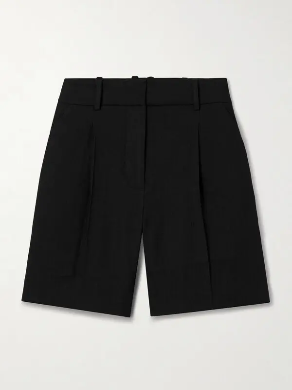 Veronica Beard Noemi Pleated Linen-blend Shorts