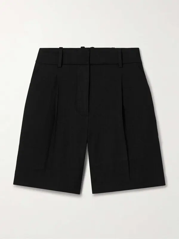 Veronica Beard Noemi Pleated Linen-blend Shorts