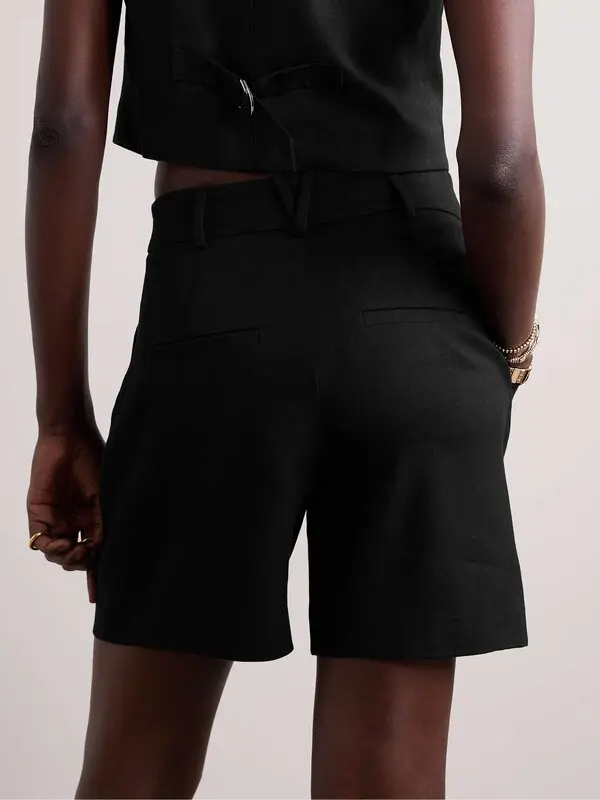 Veronica Beard Noemi Pleated Linen-blend Shorts
