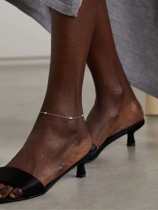 SYDNEY EVAN Seashell 14-karat Diamond And Pearl Anklet