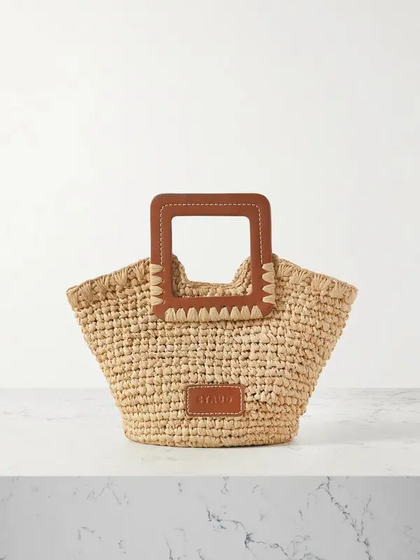 Staud Sienna Mini Raffia Tote - Brown