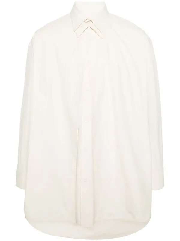 JIL SANDER Neutral Double-collar Cotton Shirt