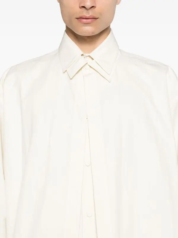 JIL SANDER Neutral Double-collar Cotton Shirt