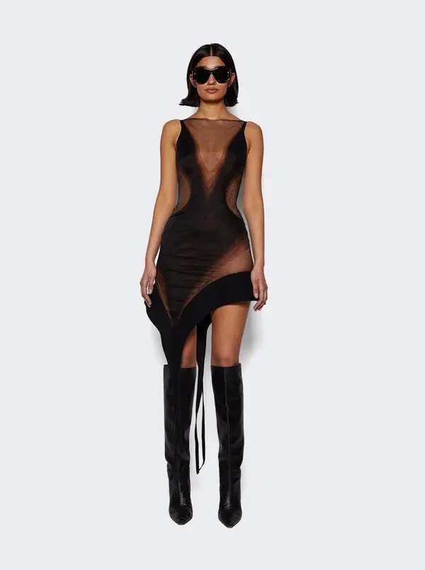 black spike dress Saint Laurent Black Extreme Shoulder Pad Chain Mail Spike Mini Dress F –  PauméLosAngeles main image 1