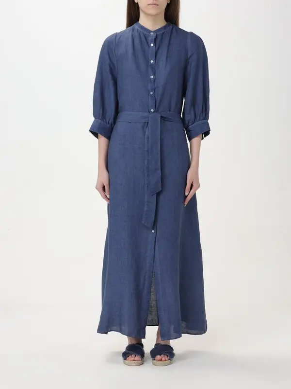 120% Lino Maxi Dress - Navy