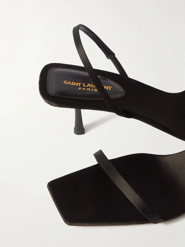 Saint Laurent Jaspe Satin Slingback Sandals
