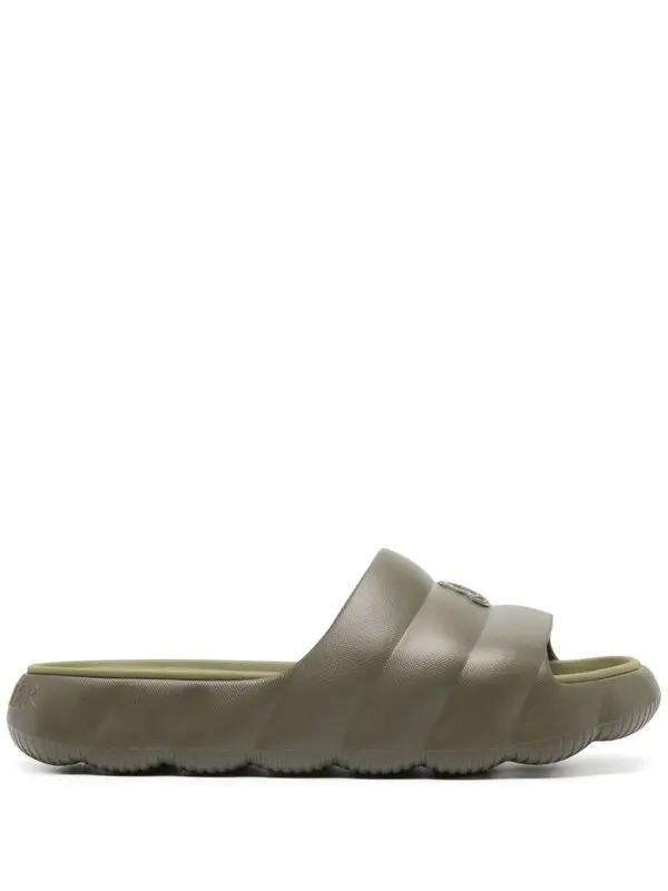 Moncler Lilo Embossed-logo Slides - Green