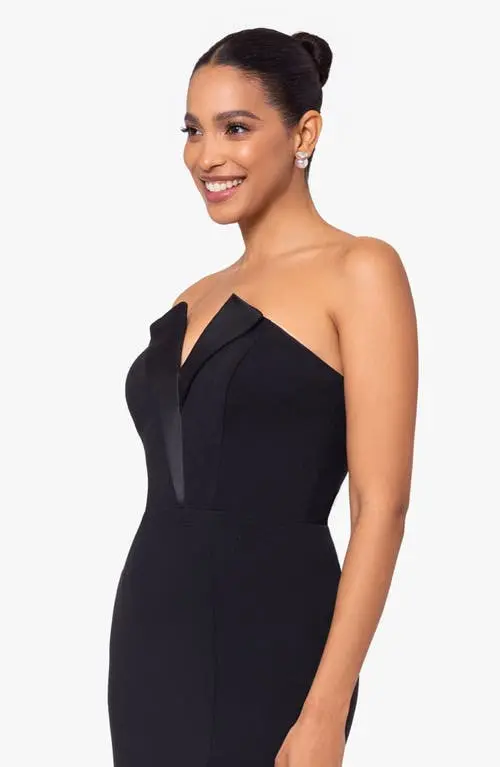Betsy & Adam Strapless Column Gown